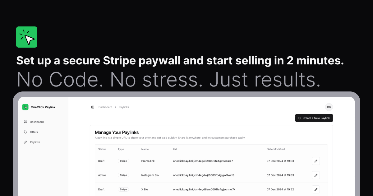OneClick Paylink | Launch-ready paywall